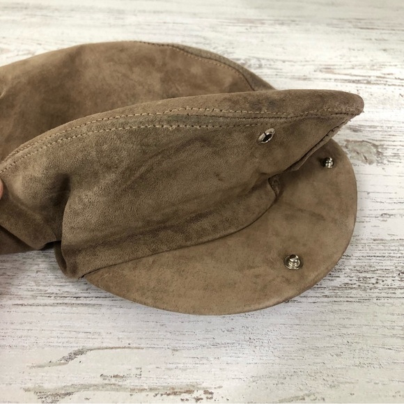 Vintage | Accessories | Vintage Suede Leather Newsboy Scally Cap Hat ...